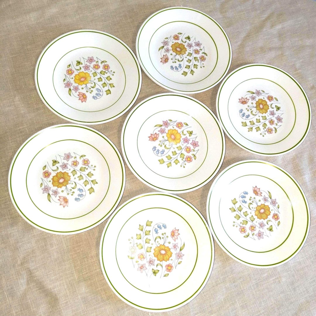1976-1986 Vintage Corelle Spring Meadow Set of 7 Small Plates. 1970 ...