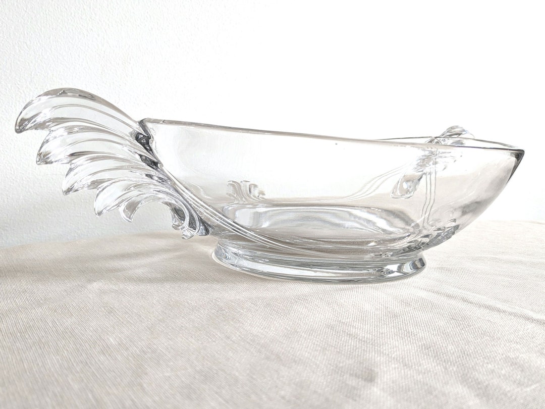 Vintage Fostoria Clear Glass Winged Bowl: MCM Art Deco Centerpiece - Etsy