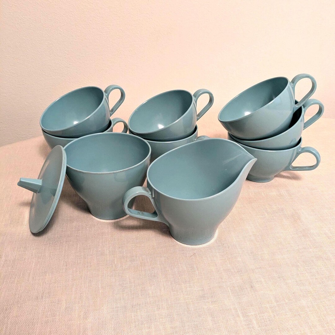 1960s Teal Aqua Melmac Malibu Ware 10 Piece Coffee Tea Set With 7 Cups ...