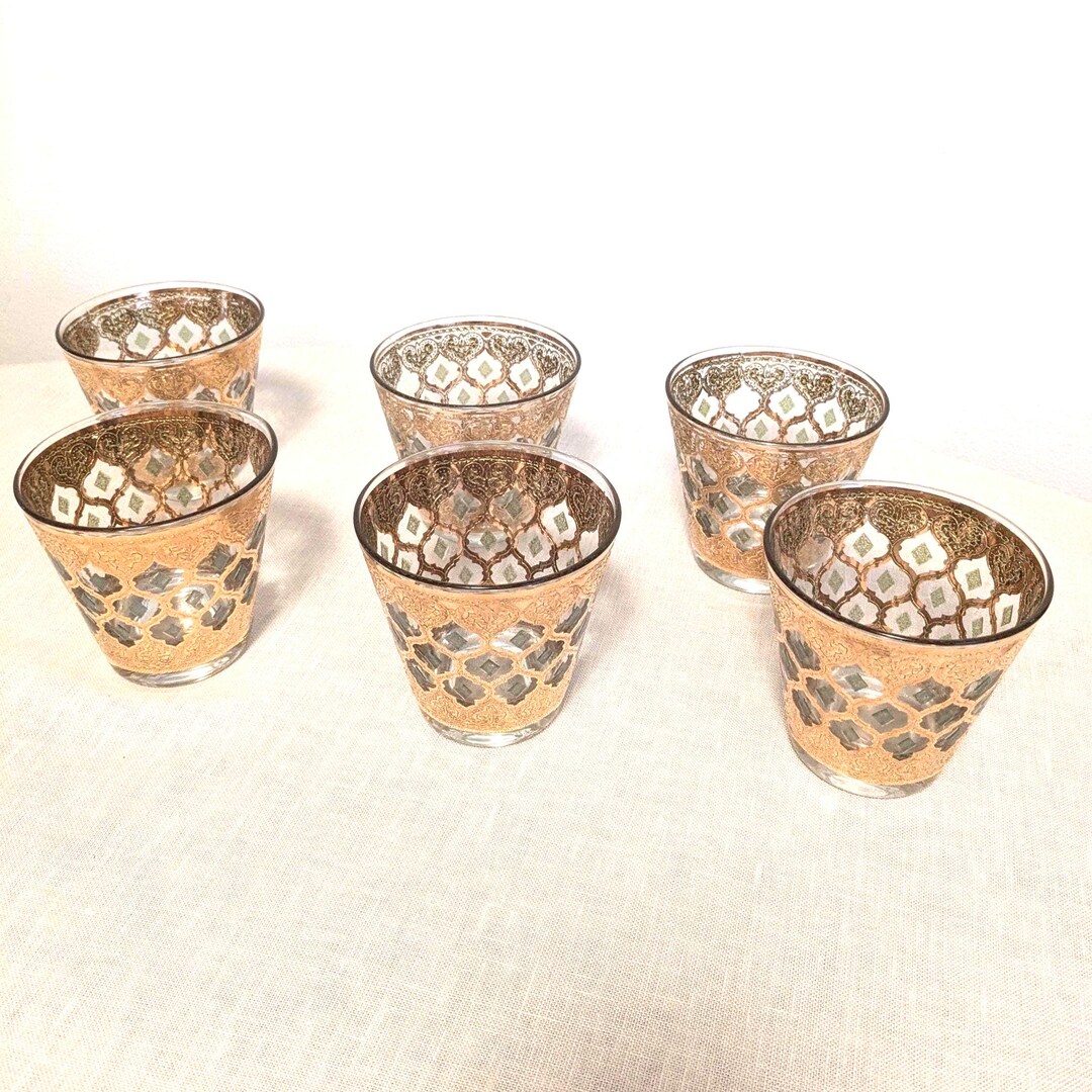 1960s Carver Valencia MCM Barware Old Fashioned Flared Glasses Wrapped ...