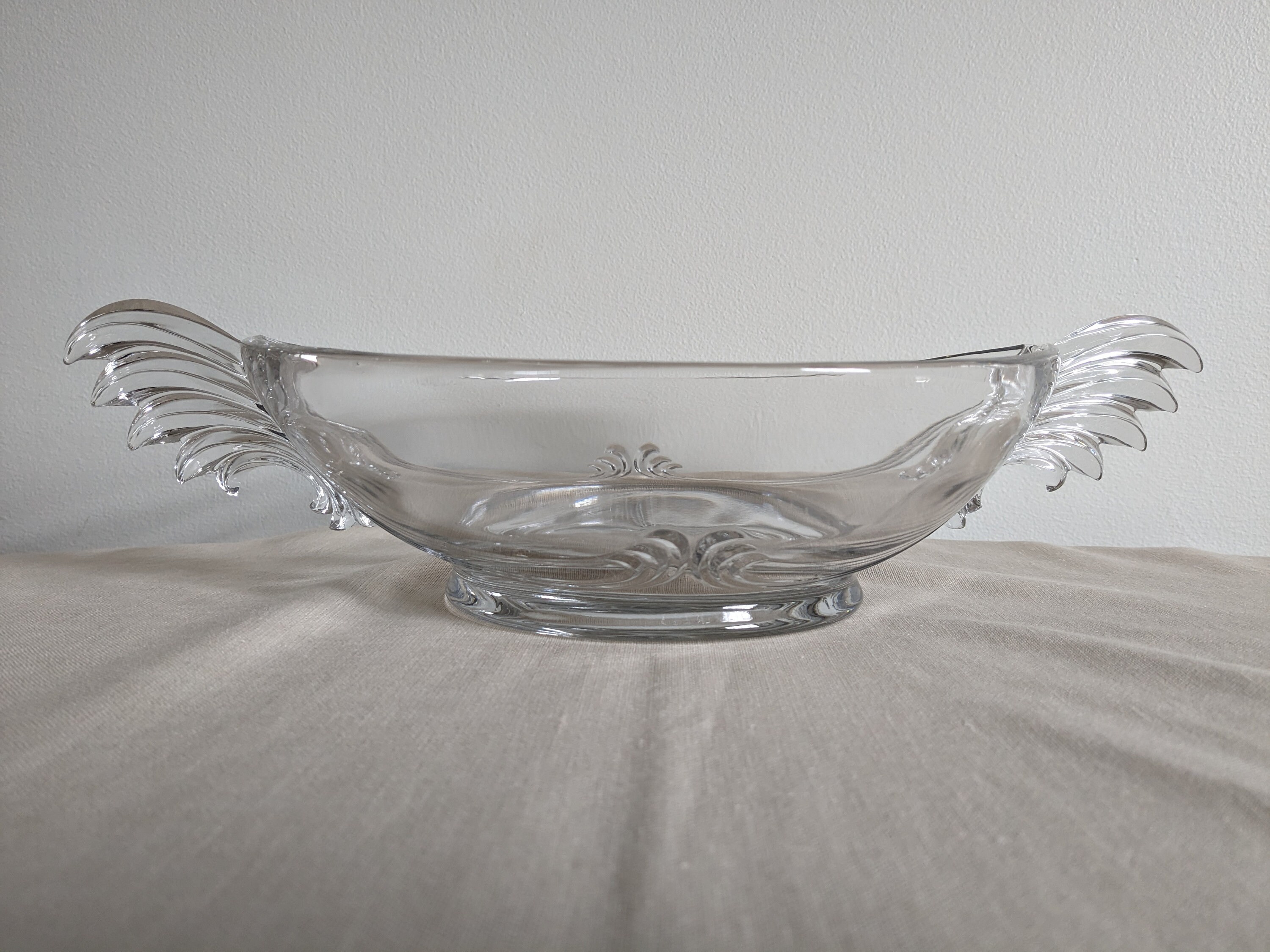 1930-1960s Vintage Fostoria Clear Glass Oval Winged Baroque Style Bowl ...