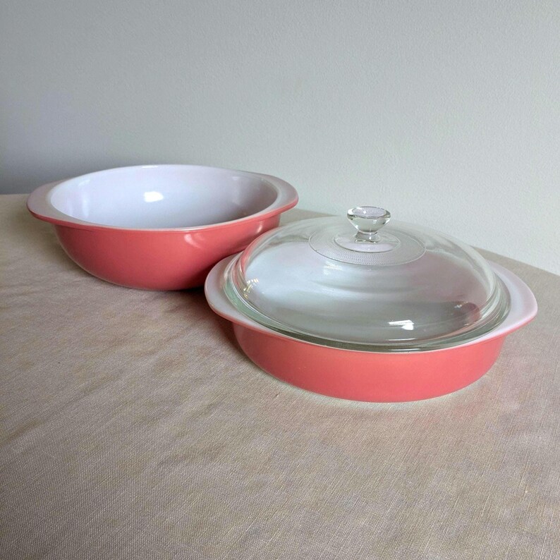 1950 1960s Pyrex Flamingo Pink Ovenware Nesting Set in Mint Condition ...