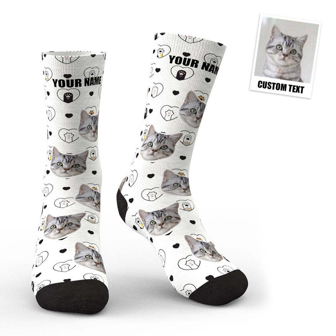 Custom Cat Socks - Upload a Photo of Your Cats and You Will Have a ...