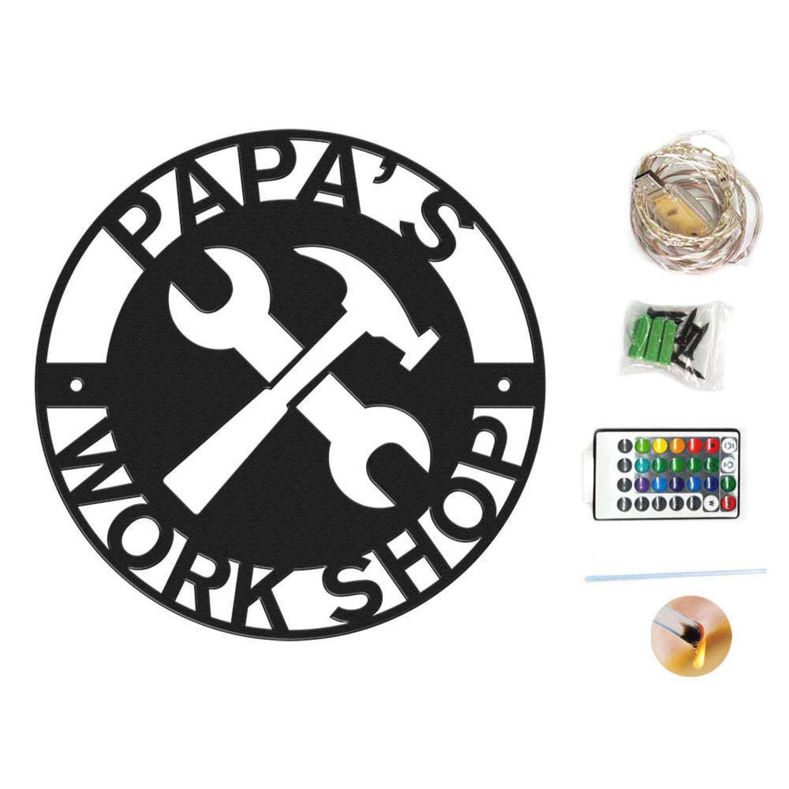 Papas Work Shop Custom Metal Sign, Personalized Fathers Day Sign for ...