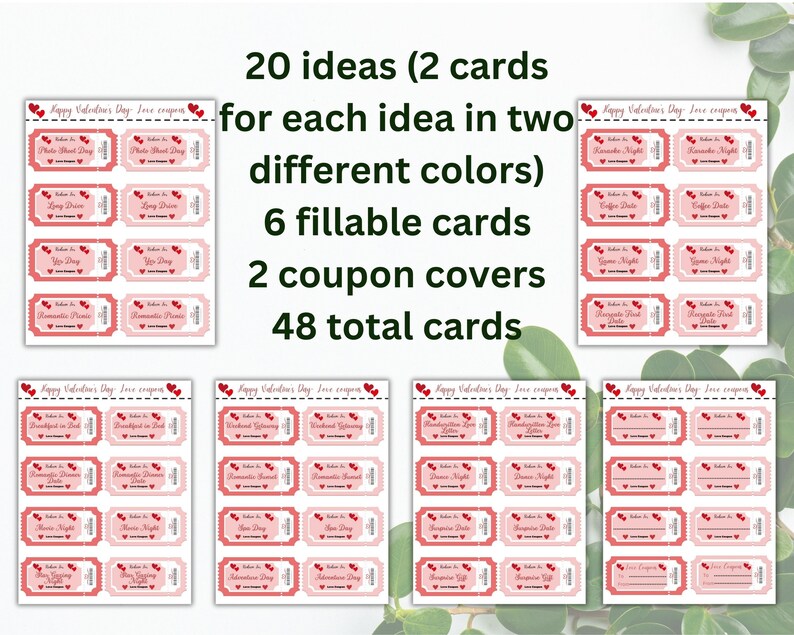 Printable Love Coupons, Gift for Her, Valentine's Day Gift, Gift for ...