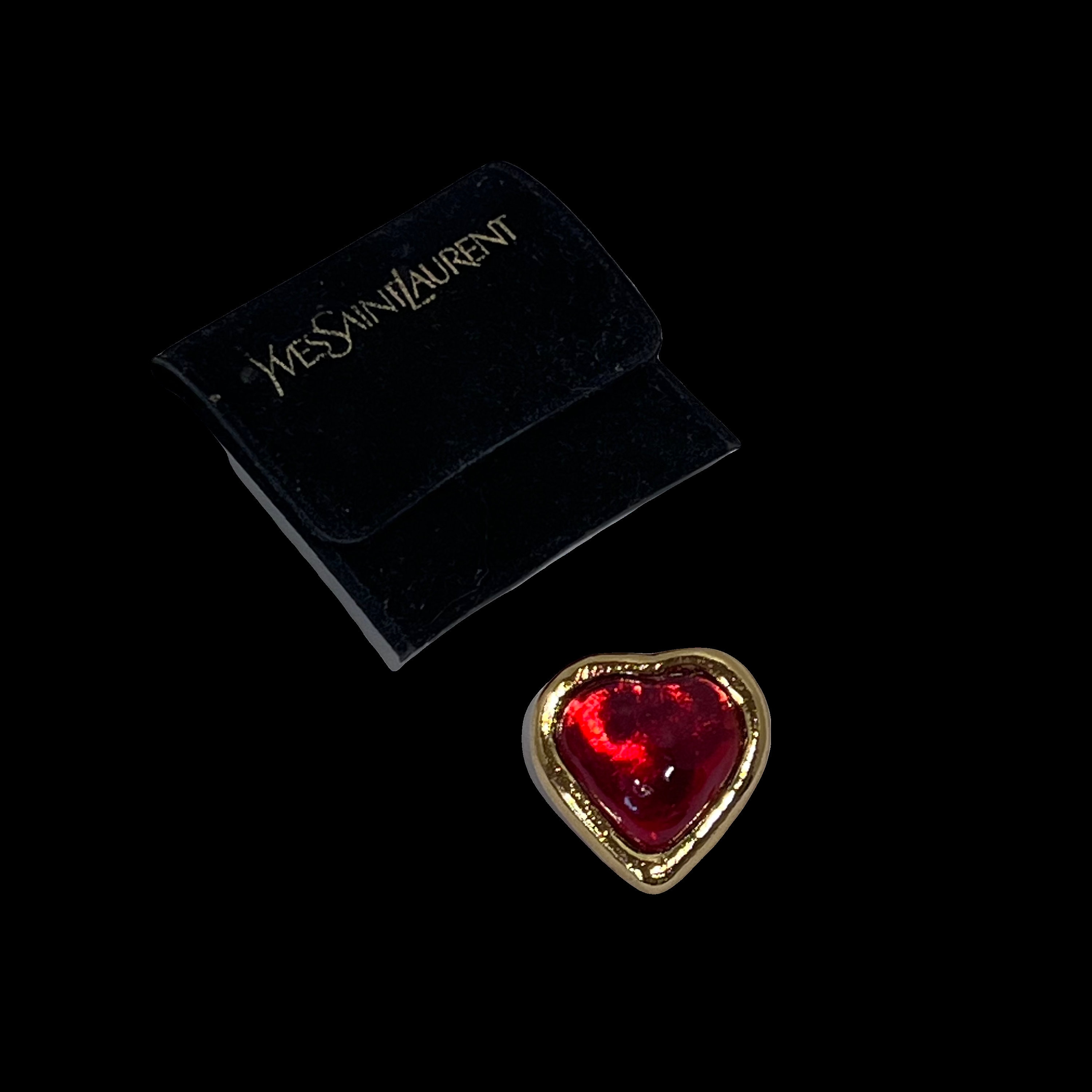 YSL Yves Saint Laurent Iconic Vintage 1980s Gripoix Red Petit Heart ...