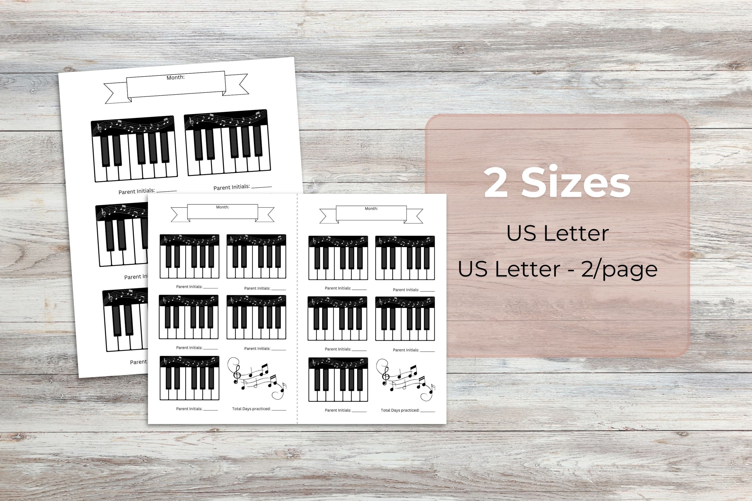 Music Practice Chart: Piano Pack | Piano Practice Chart | Printable ...