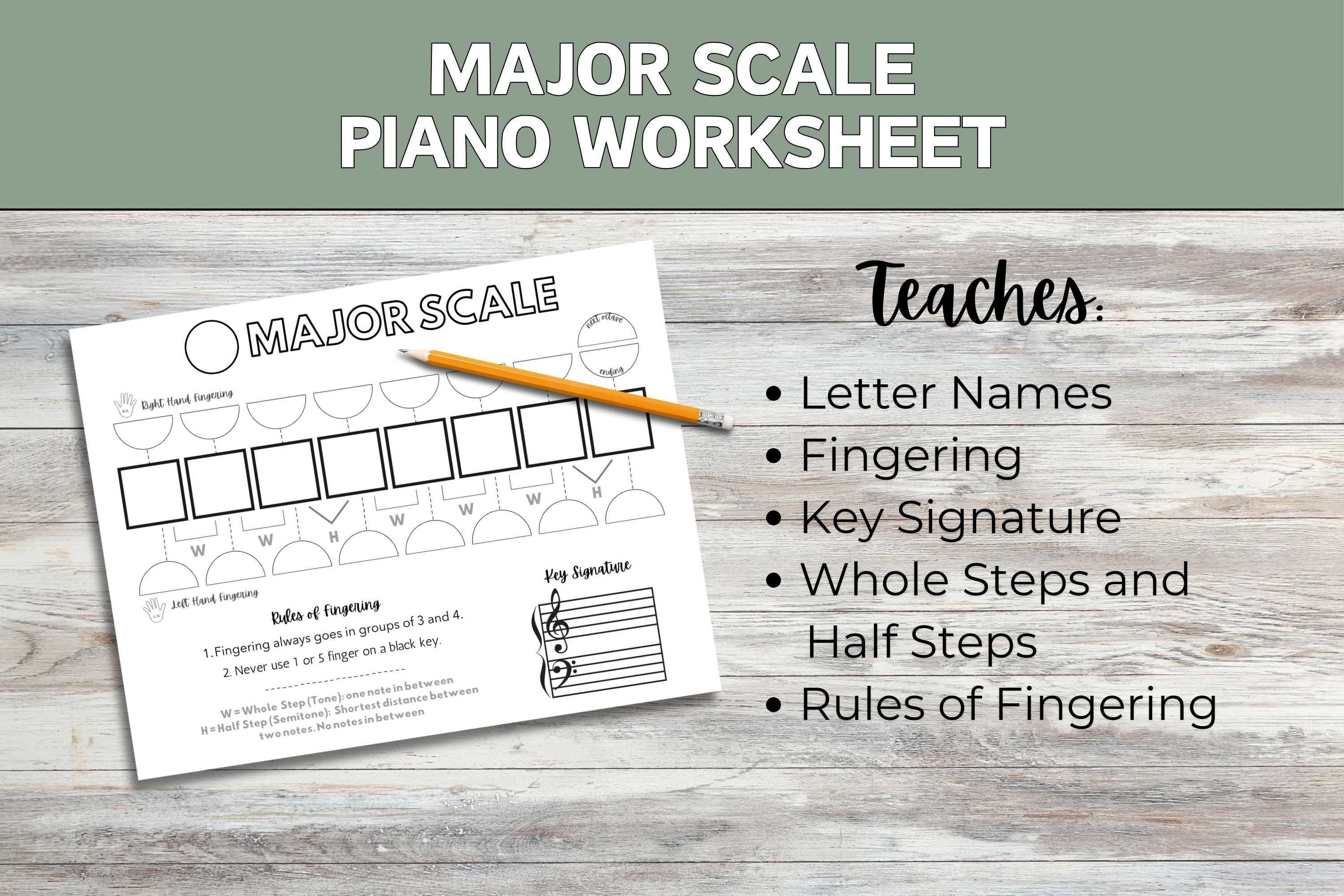 Major Scale Piano Worksheet | Piano Teaching | Music Scale | Piano ...