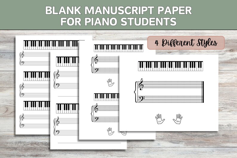 Blank Manuscript Paper for Piano Students | Printable Music Sheet Paper ...