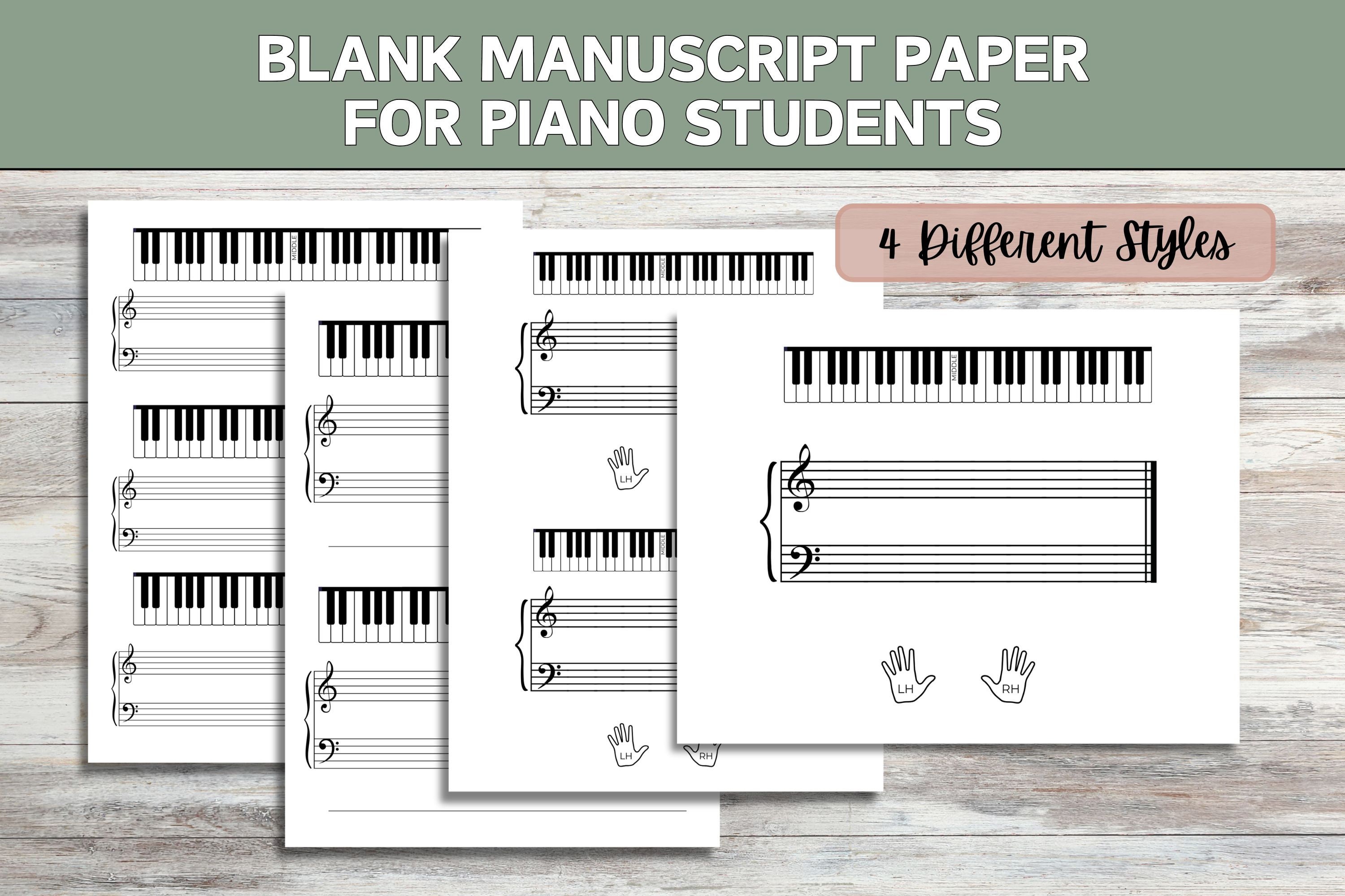 Blank Manuscript Paper for Piano Students Printable Music Sheet Paper ...