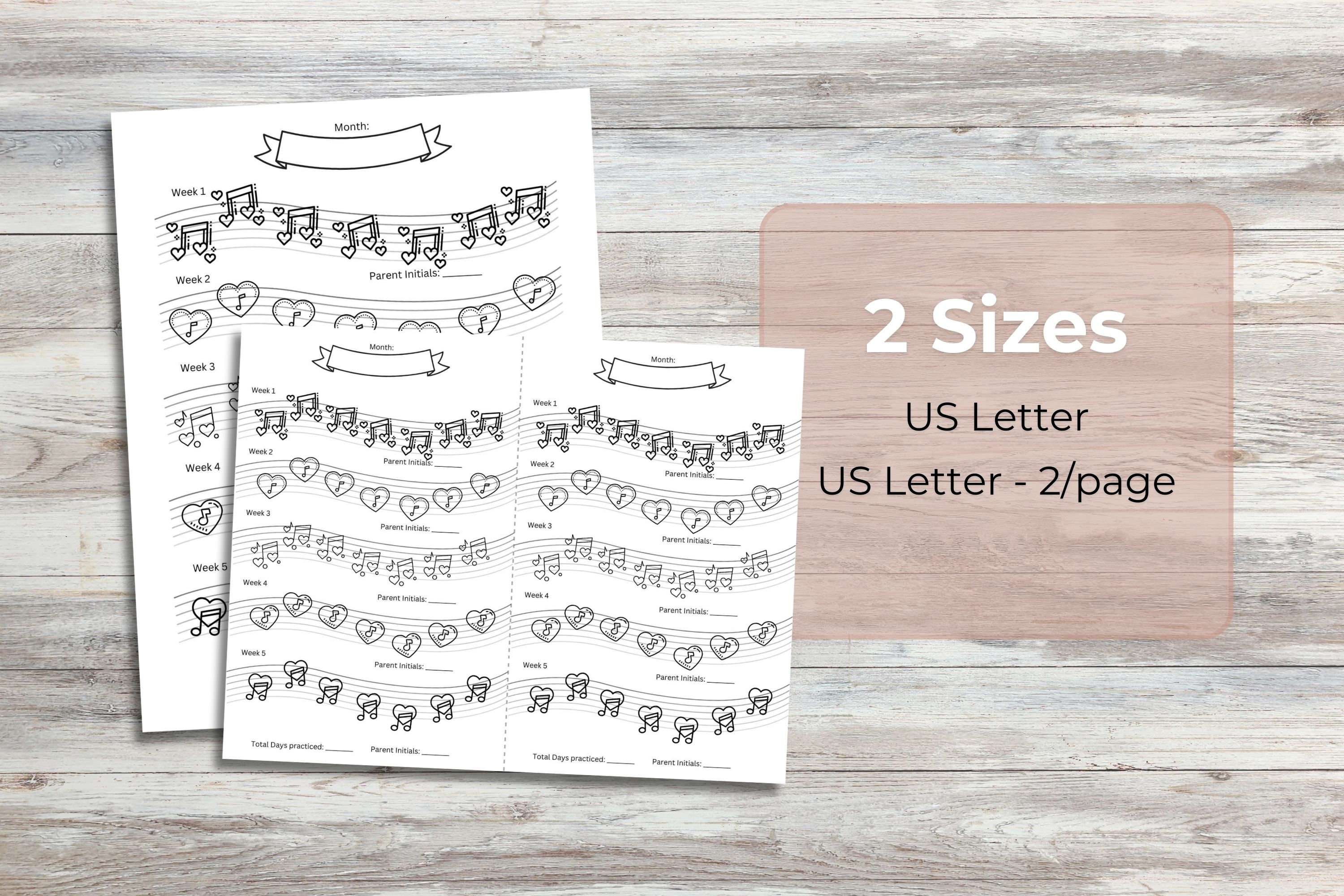 Printable Music Practice Charts: Heart Pack - Etsy