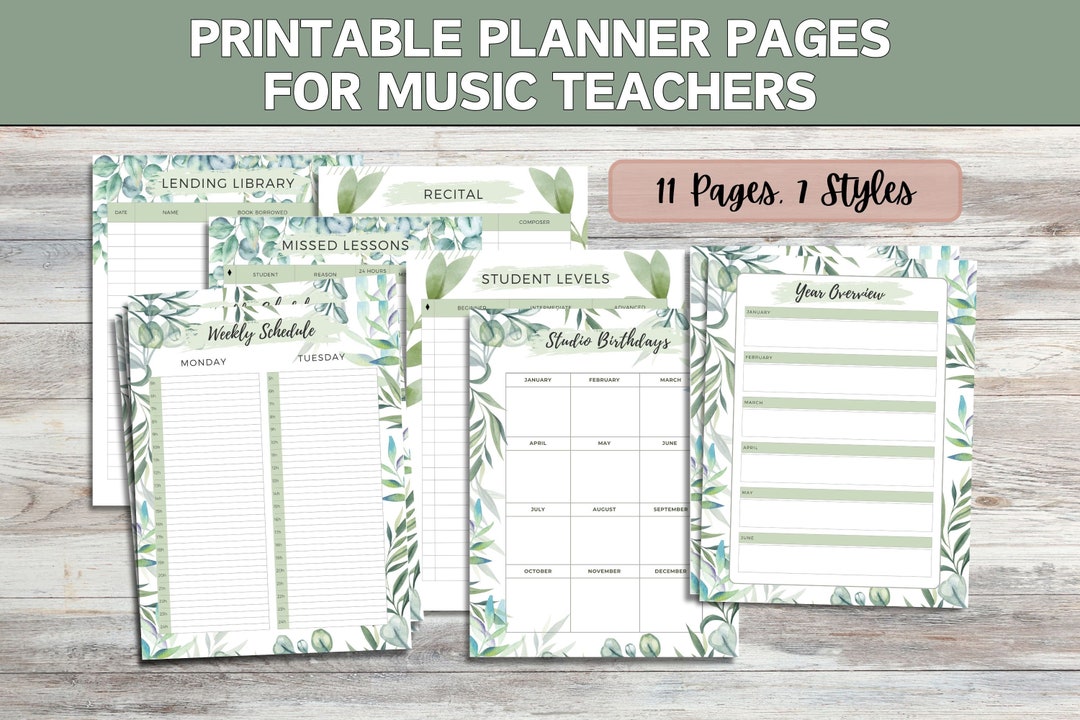 Printable Planner Pages for Music Teachers | Planning - Etsy