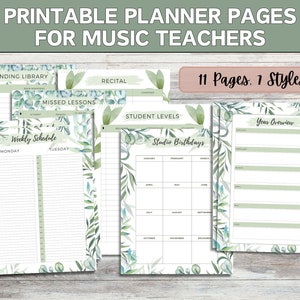 Printable Planner Pages for Music Teachers | Planning - Etsy