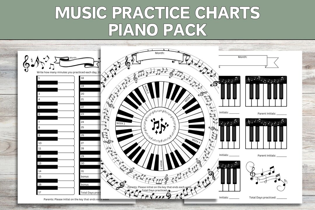 Music Practice Chart: Piano Pack | Piano Practice Chart | Printable ...
