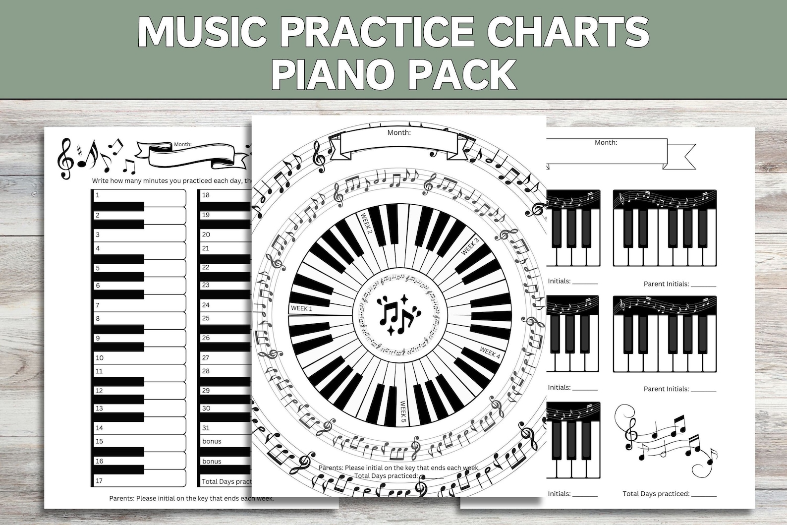 Music Practice Chart: Piano Pack | Piano Practice Chart | Printable ...