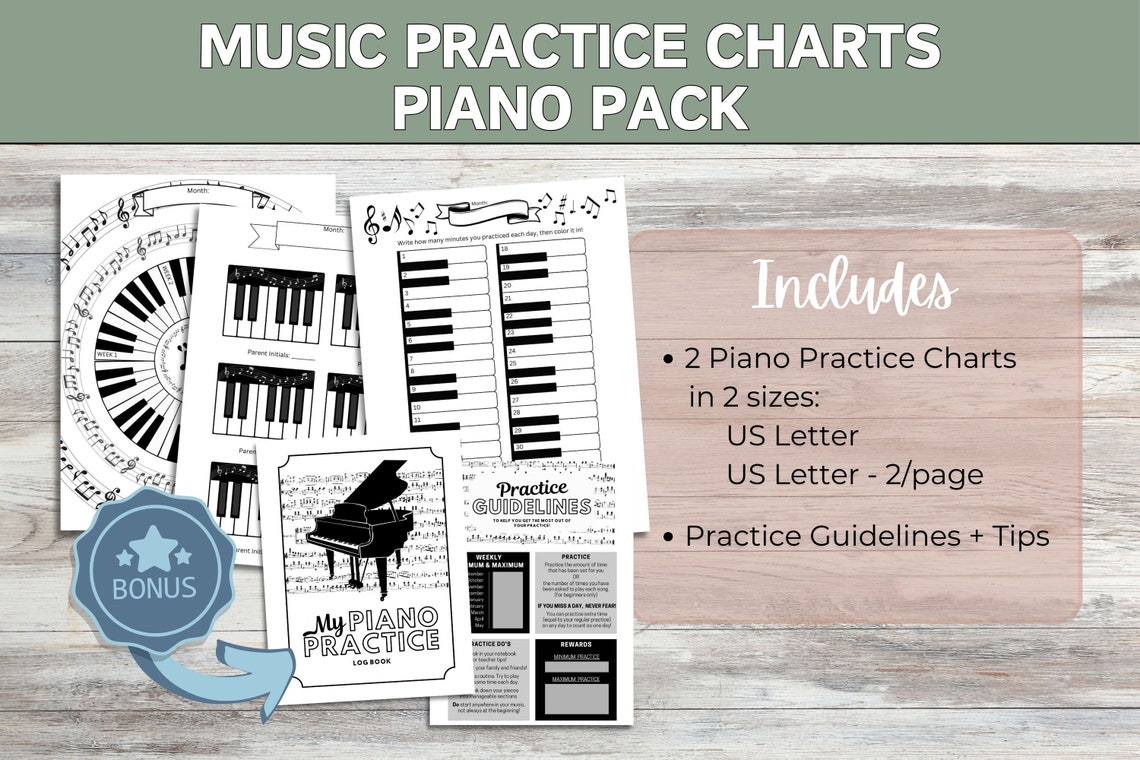Music Practice Chart: Piano Pack | Piano Practice Chart | Printable ...