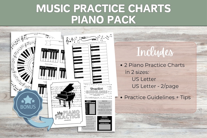 Music Practice Chart: Piano Pack | Piano Practice Chart | Printable ...