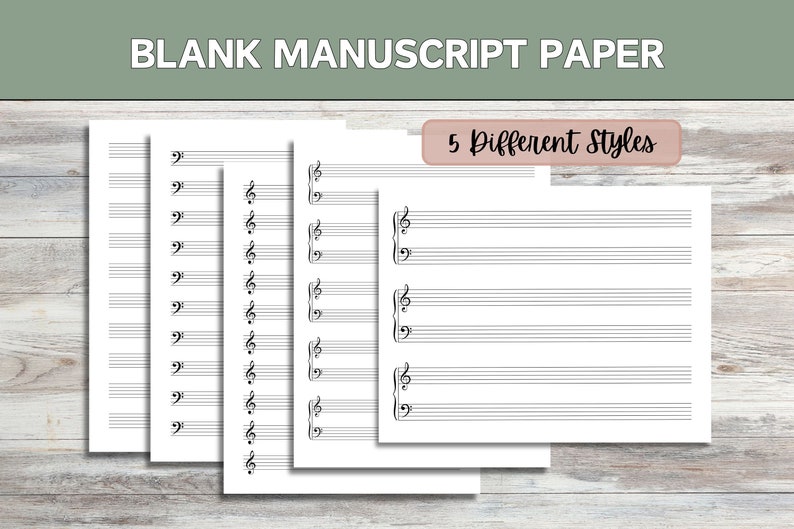 Blank Manuscript Paper | Printable Music Sheet Paper - Etsy