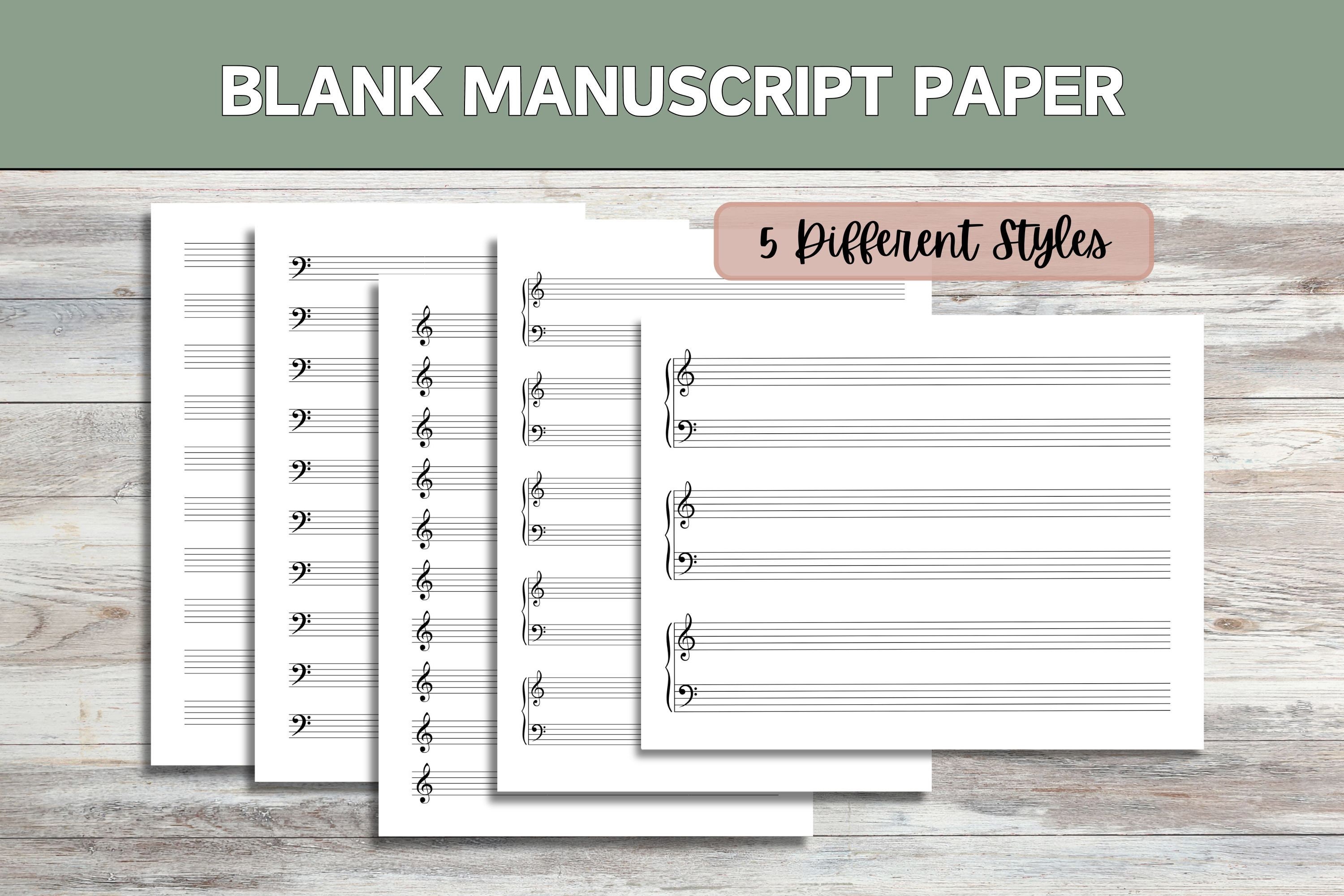 Blank Manuscript Paper | Printable Music Sheet Paper - Etsy