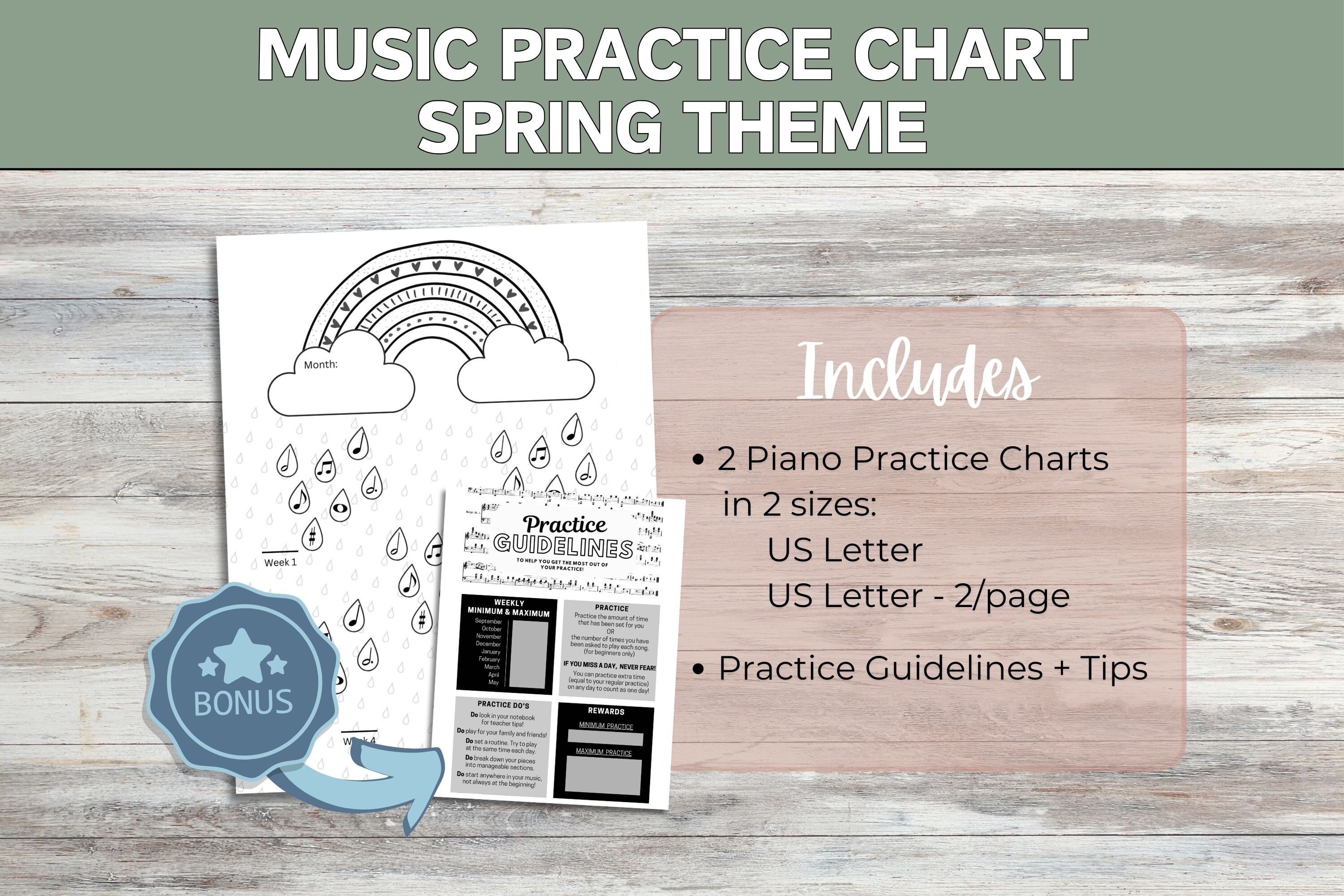 Music Practice Chart | Printable Music Chart | Practice Log - Etsy