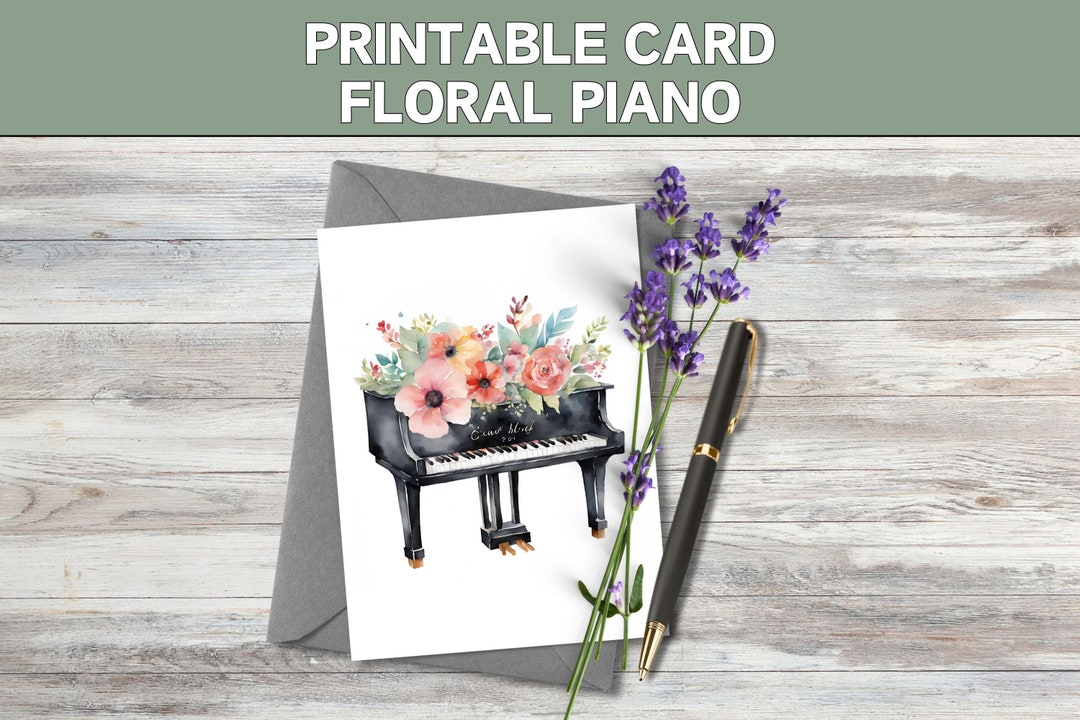 Floral Piano, Printable Cards - Etsy