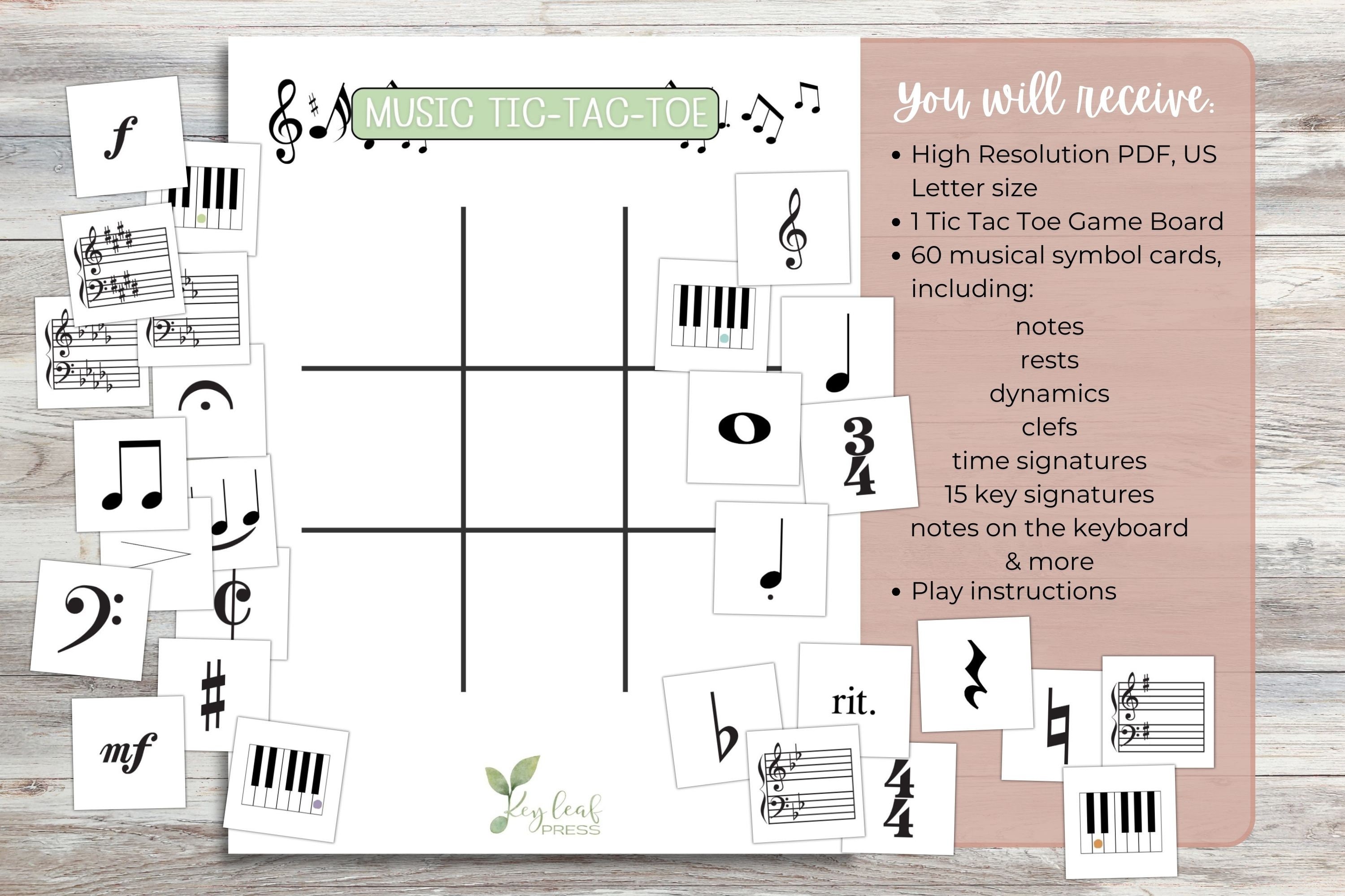 Music Tic Tac Toe | Music Flash Cards | Music Theory Game | Music ...