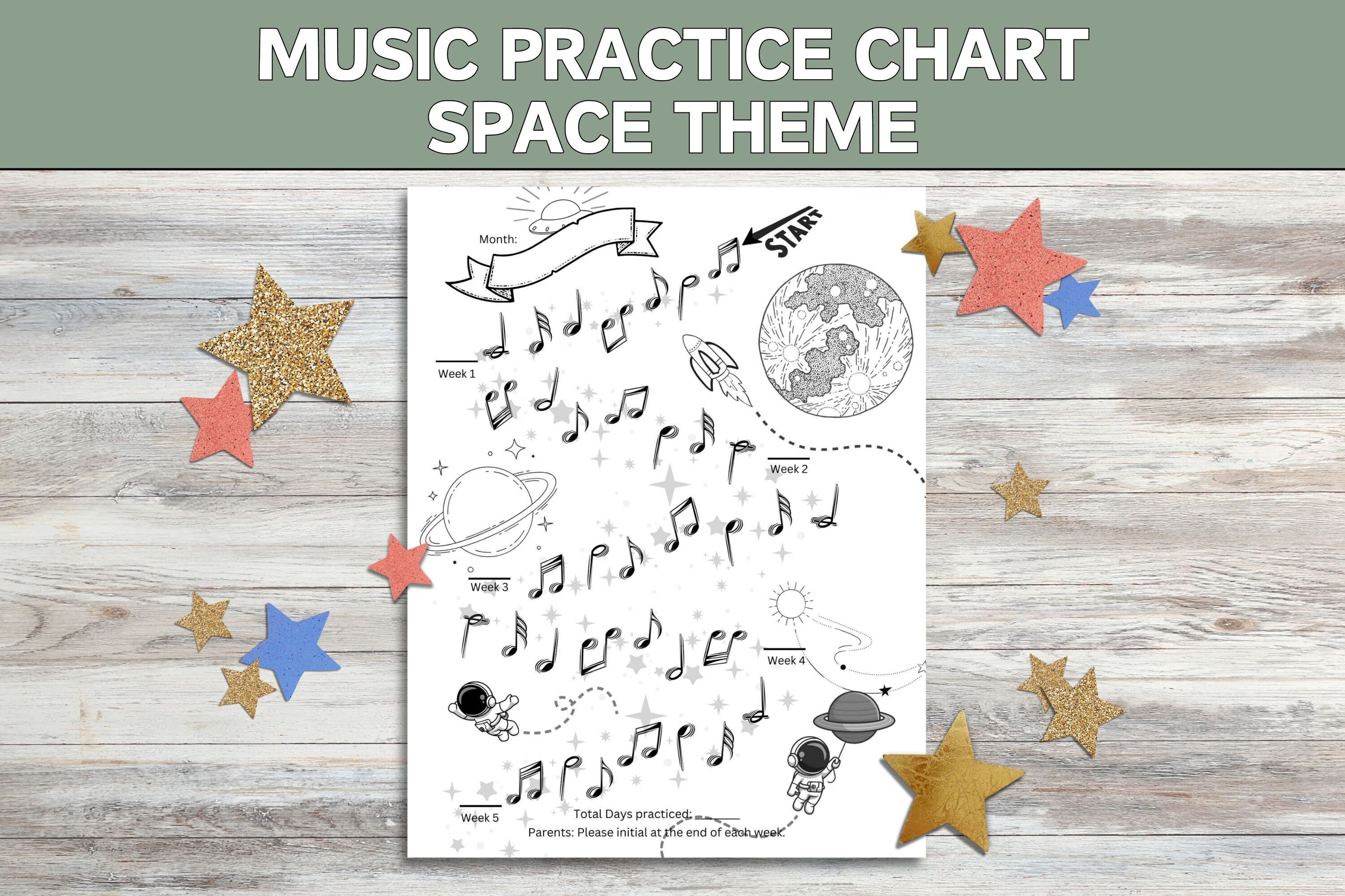 Printable Music Practice Chart: Space Theme - Etsy