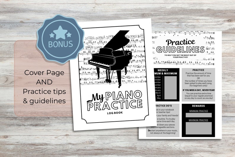 Music Practice Chart: Piano Pack | Piano Practice Chart | Printable ...