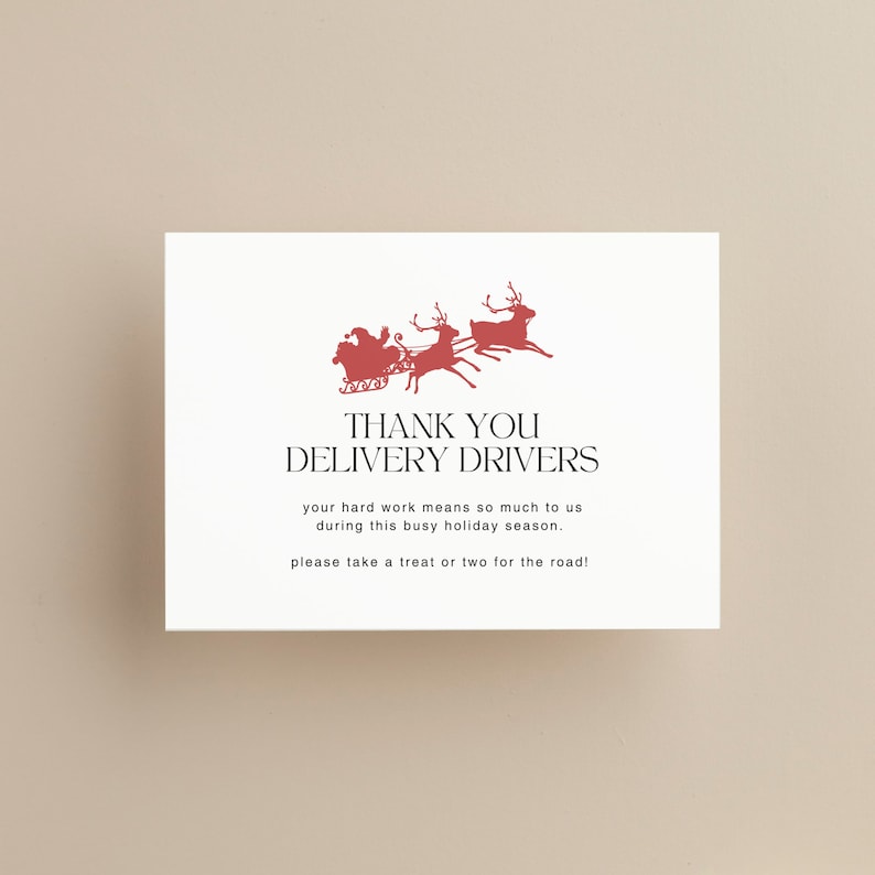 Delivery Driver Thank You Sign | Sleigh | DIGITAL DOWNLOAD, Christmas ...