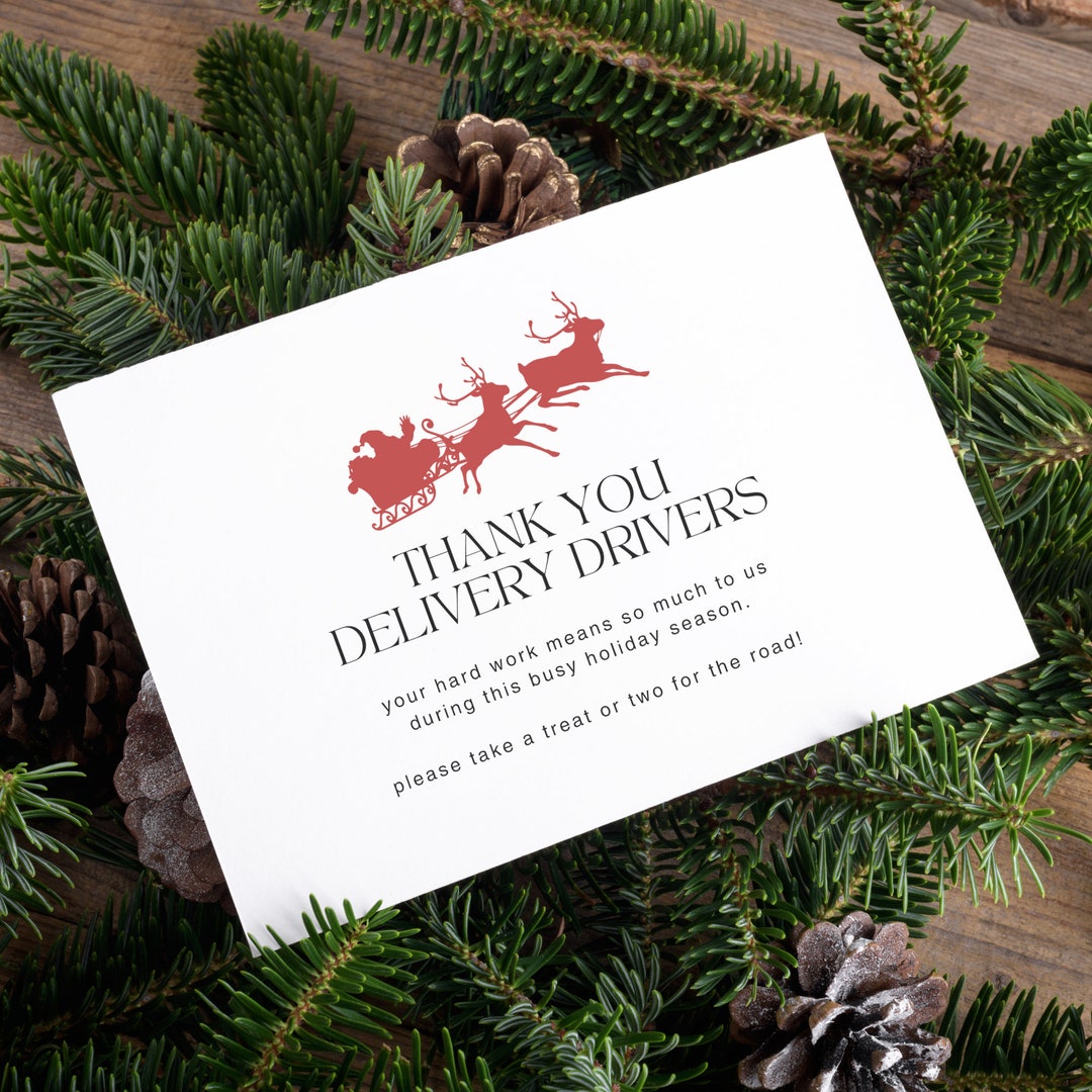Delivery Driver Thank You Sign | Sleigh | DIGITAL DOWNLOAD, Christmas ...