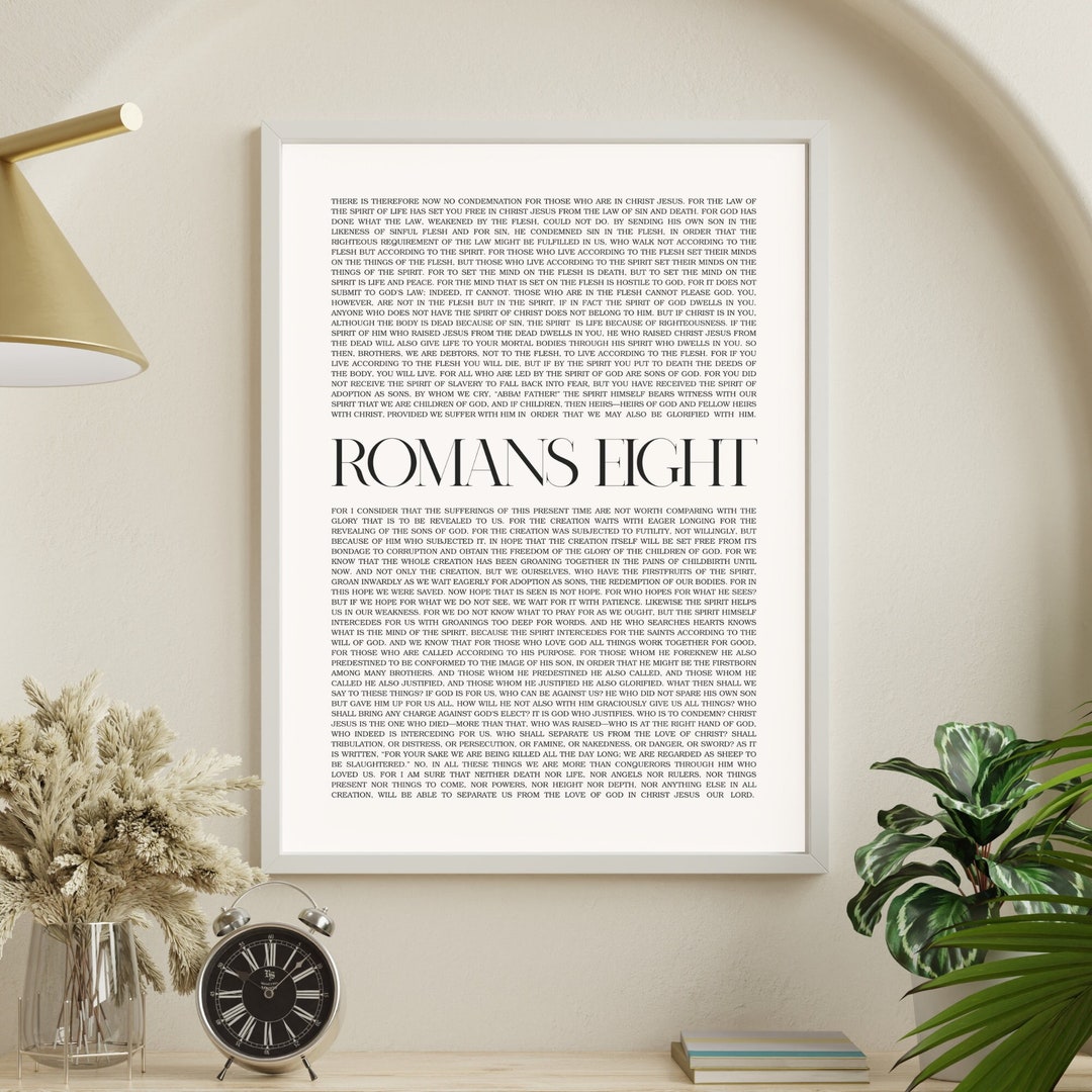 ROMANS 8, DIGITAL Print, Scripture Art, Instant Download, Modern Bible ...