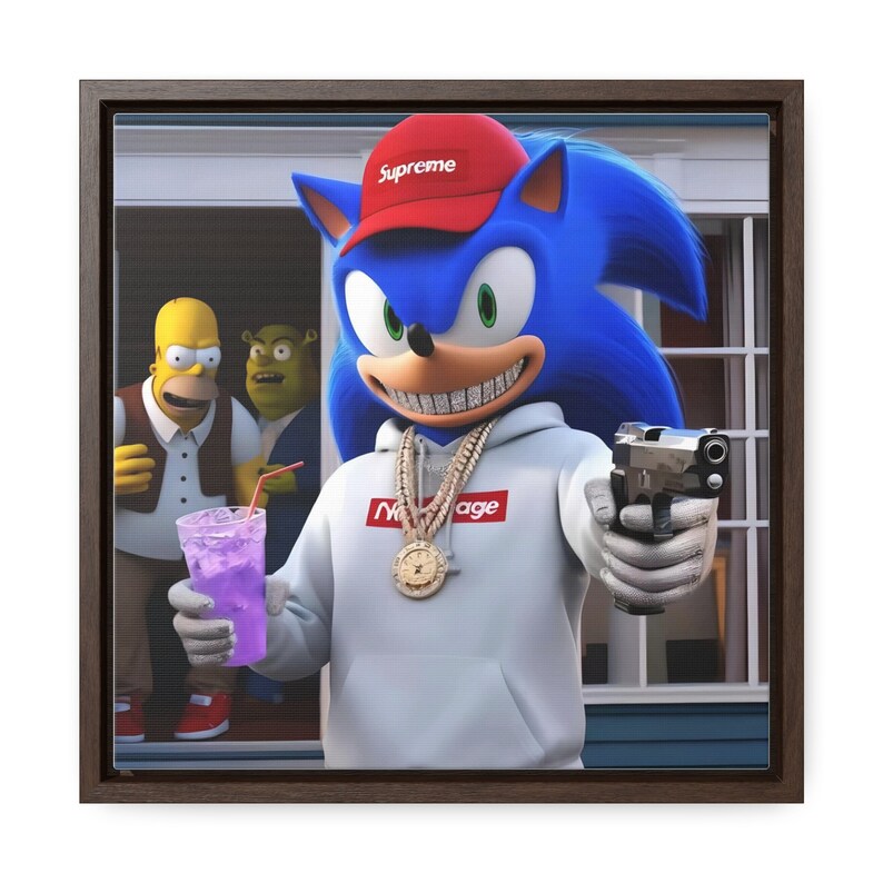 Wall Art and Frame Sonic Gangster Lean Diamond Grillz Supreme - Etsy