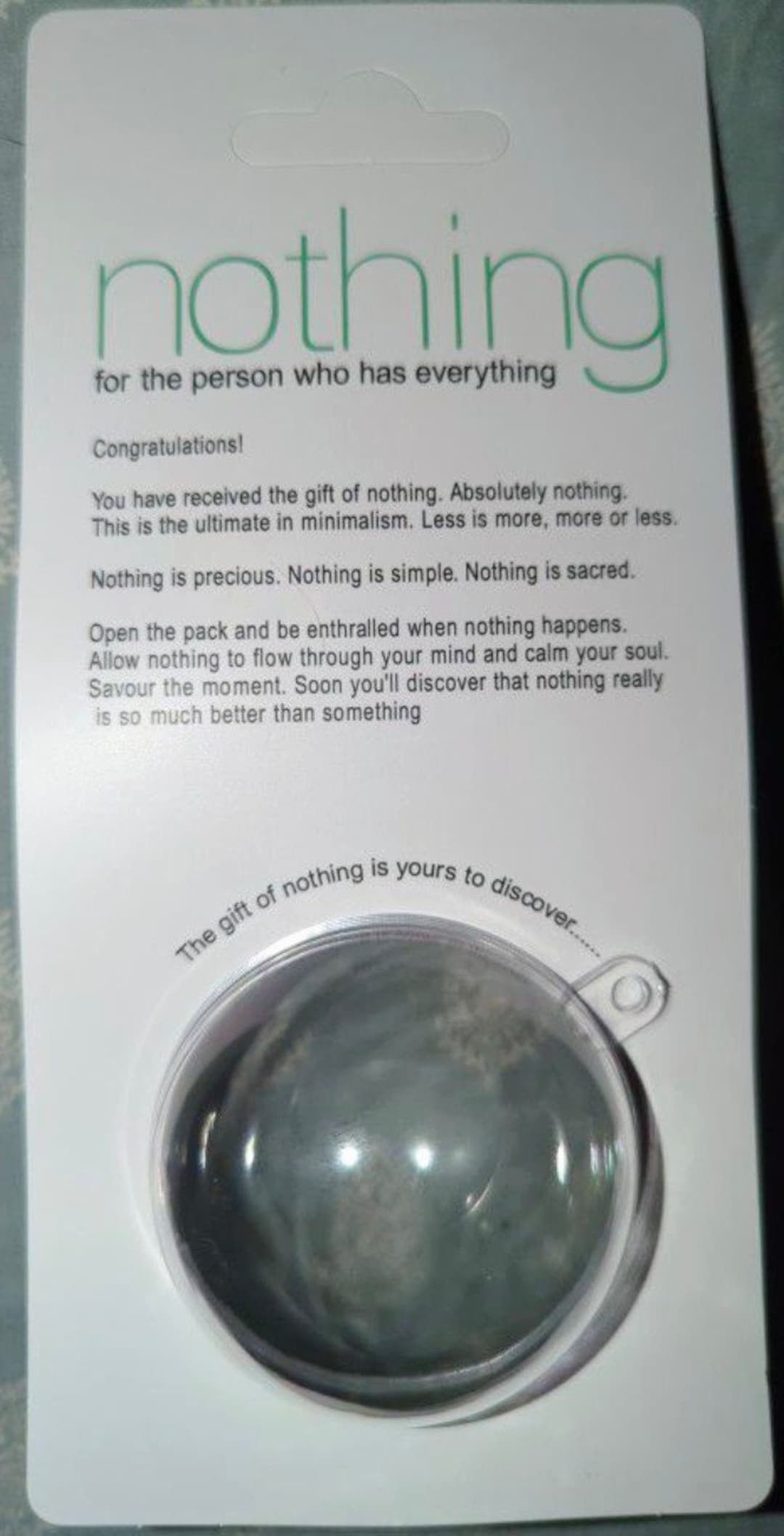 The Incredible Gift of Nothing Card (ball) - Etsy