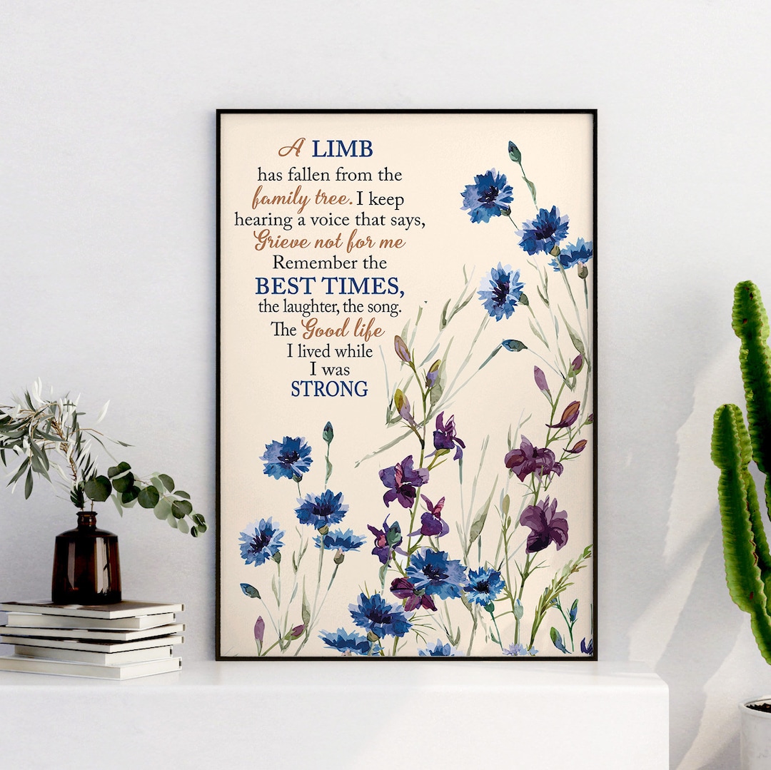 A Limb Has Fallen From the Family Tree Poster Memorial Poem - Etsy