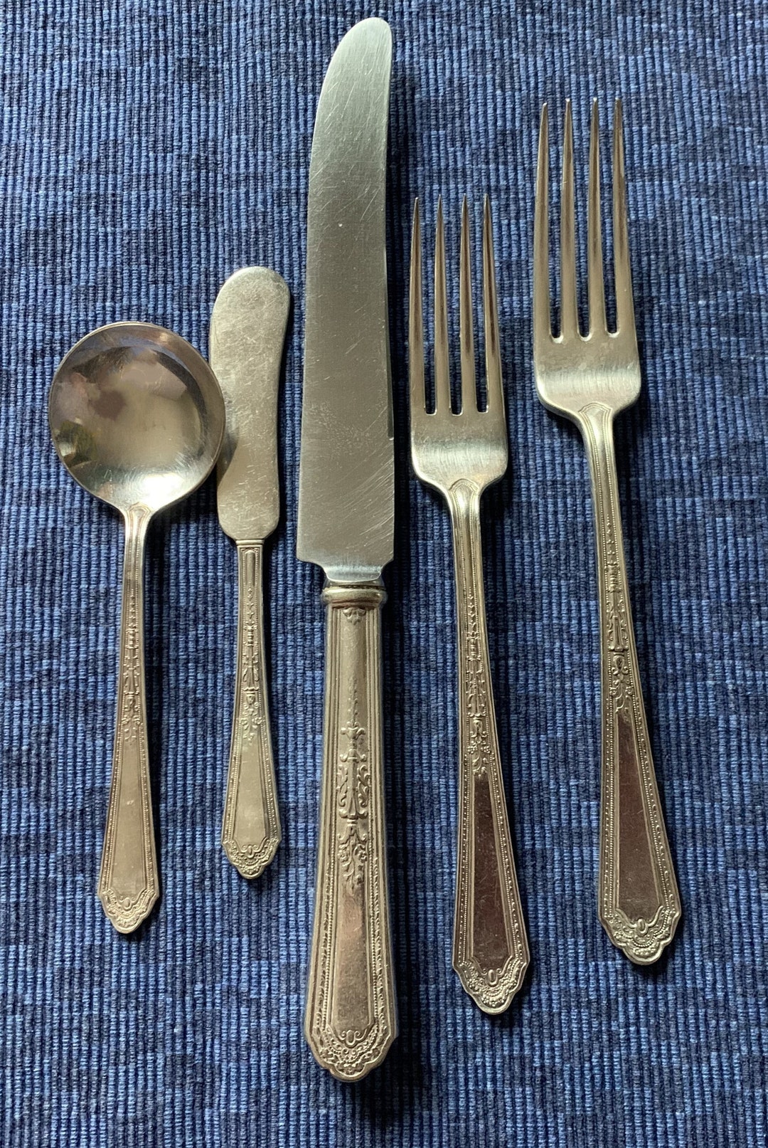 Antique Holmes & Edwards Silverplate: Inlaid Superplate Romance Pattern Flatware and Serving ...