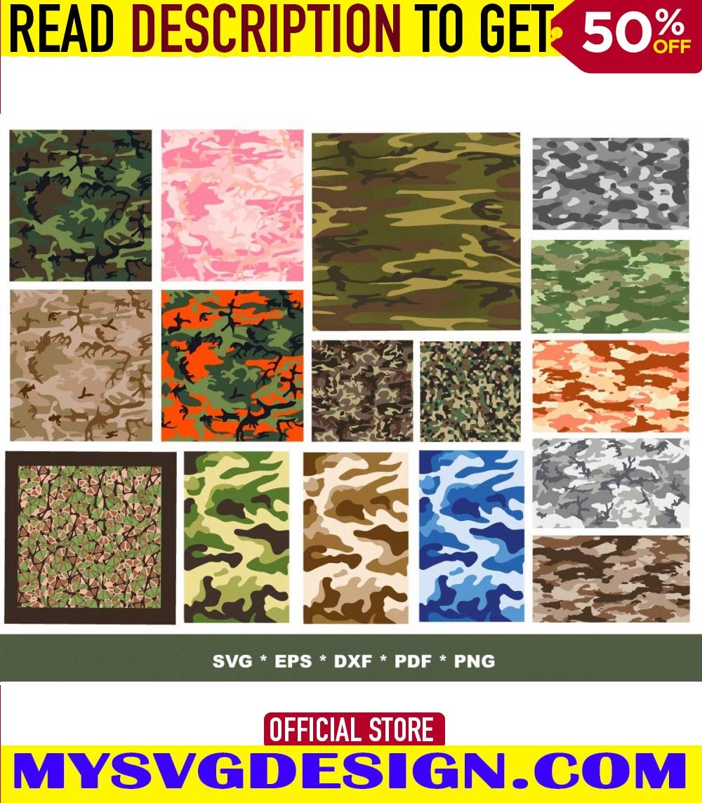 100 Camouflage Background Svg Bundle,camouflage Pattern Svg, Military ...