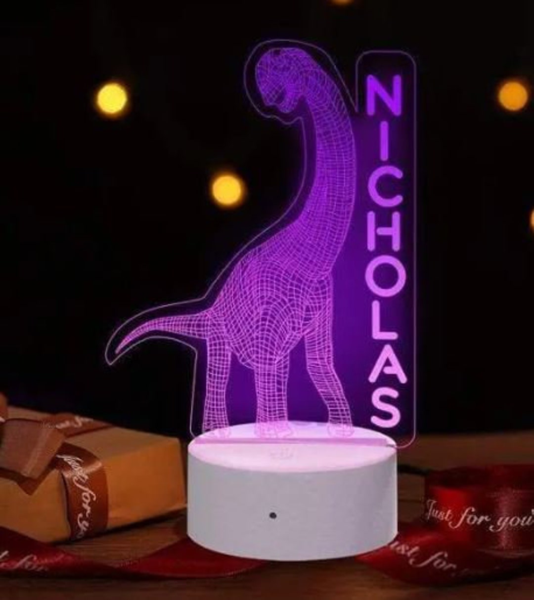 Dinosaur Personalized LED Sign, Kids Room Decor, Birthday Gift, Night ...