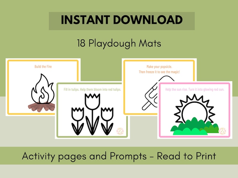 Digital Activity Mats, Playdough Mat, Playdoh Kit, Screenfree Play ...