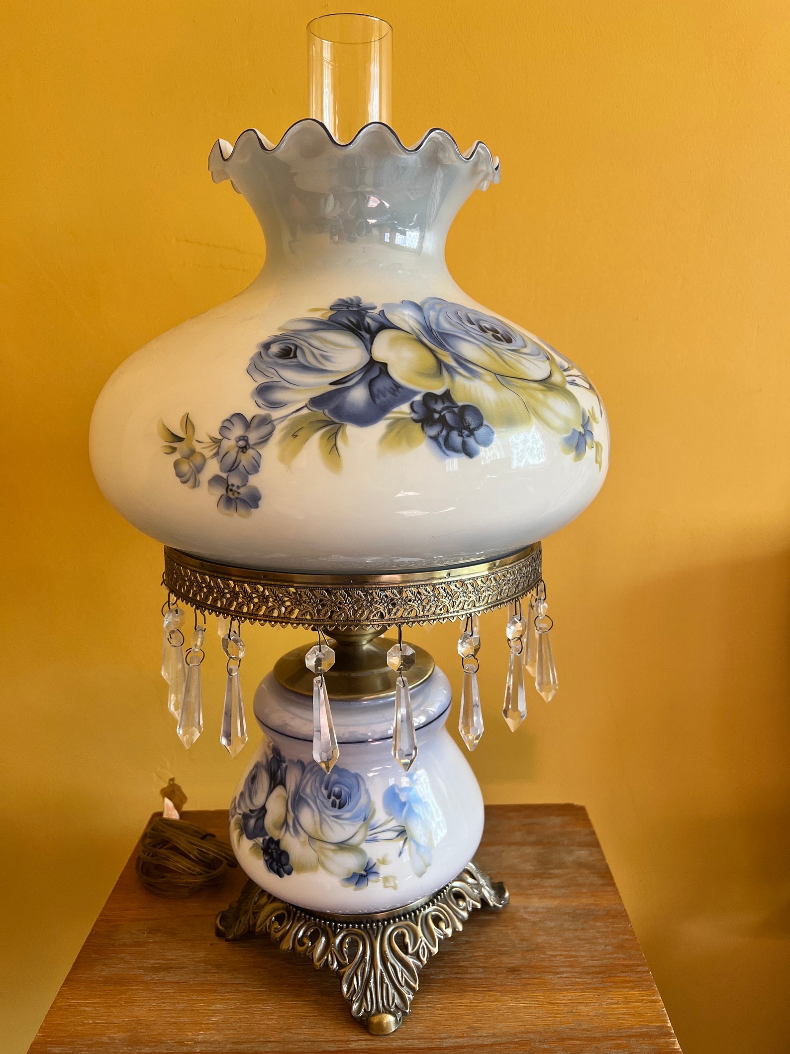 Blue Floral Victorian Antique Style Lamp - Etsy
