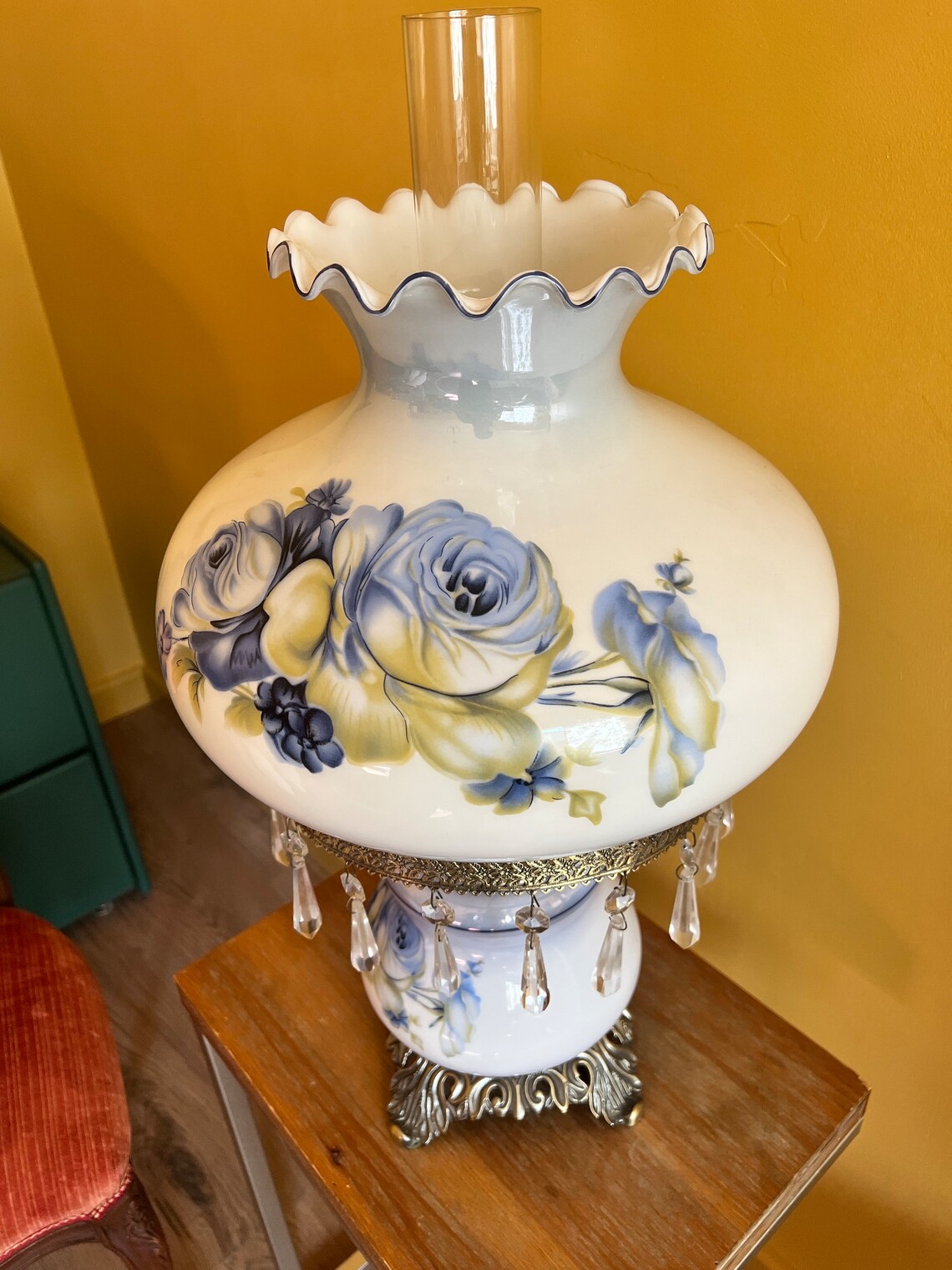 Blue Floral Victorian Antique Style Lamp - Etsy