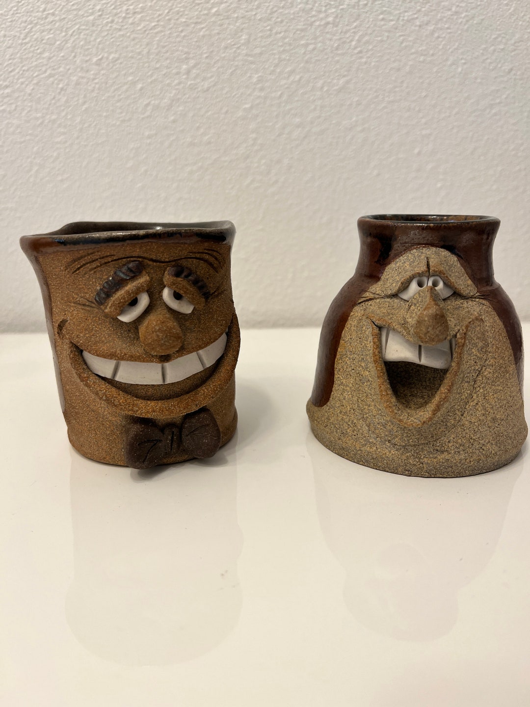 Vintage Funny Face Mug Set of Two - Etsy