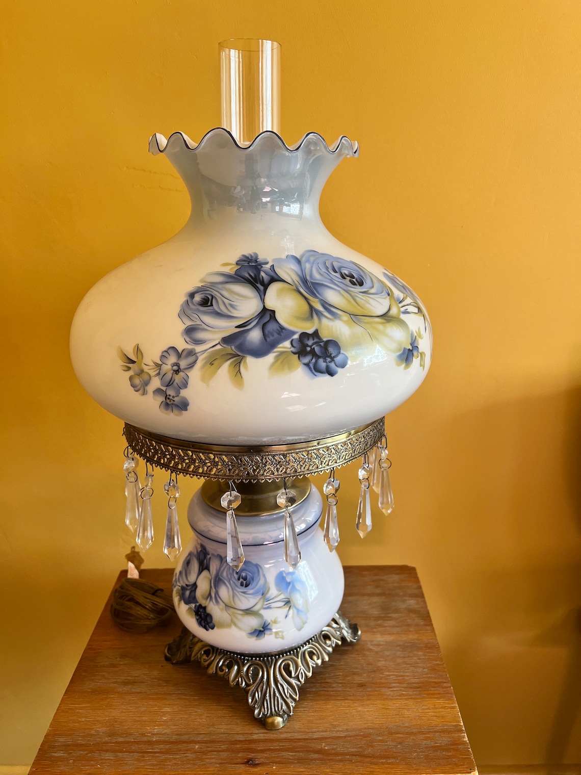 Blue Floral Victorian Antique Style Lamp - Etsy