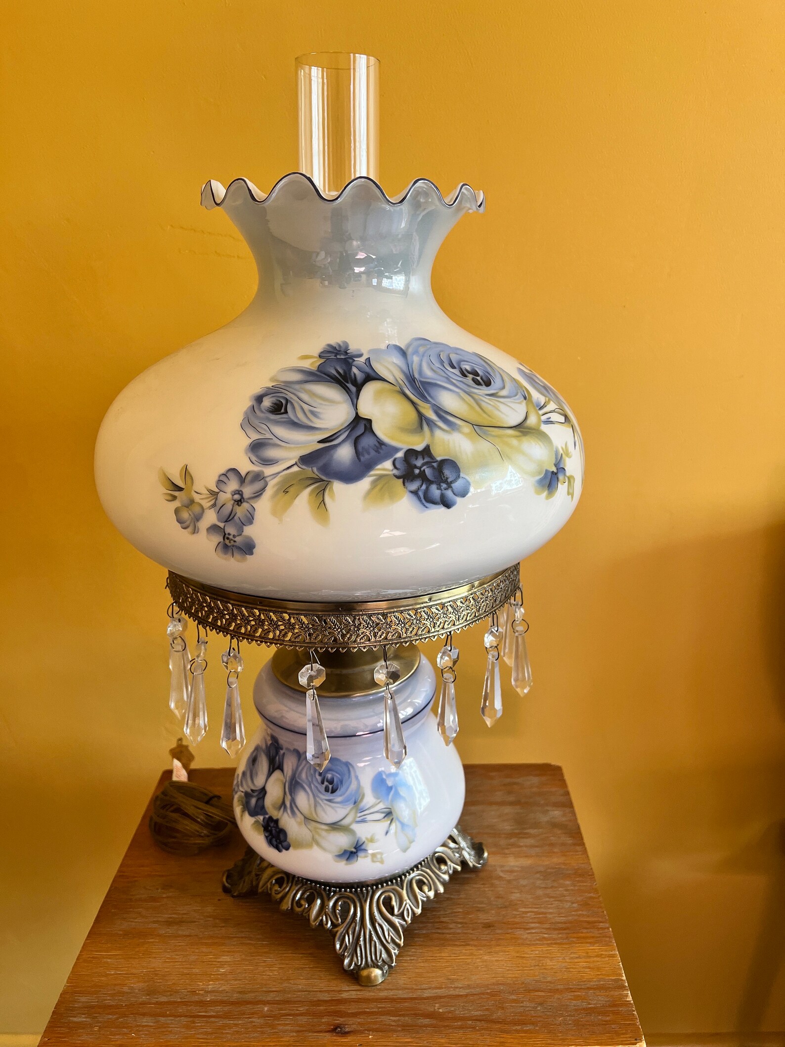 Blue Floral Victorian Antique Style Lamp - Etsy