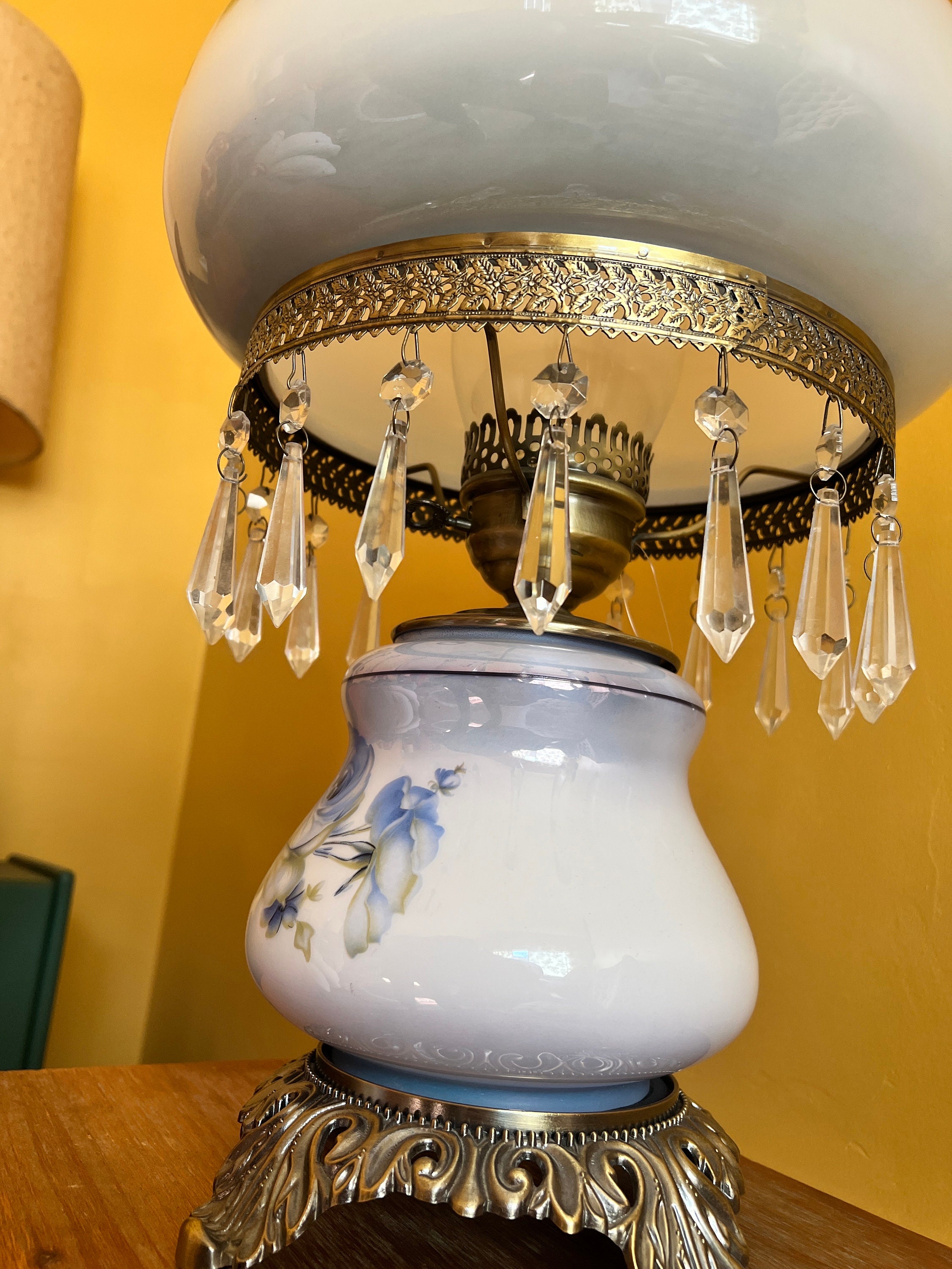 Blue Floral Victorian Antique Style Lamp - Etsy