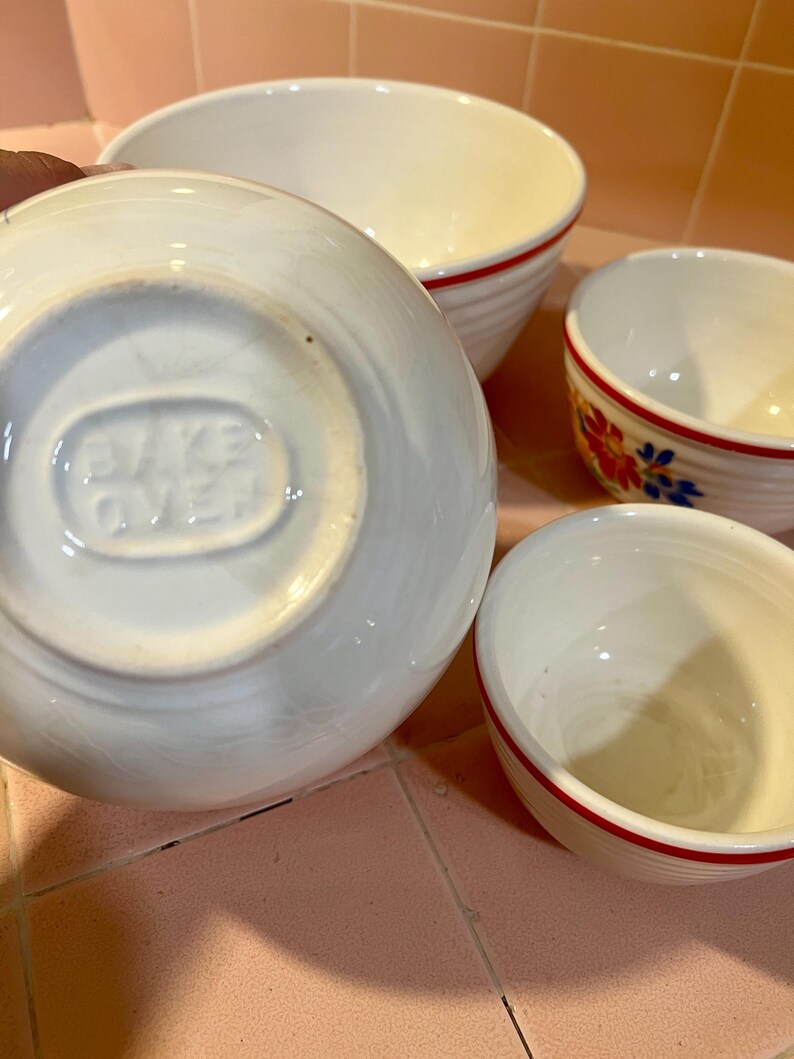 Mid Century Floral Pattern Oven Bake Bowl Set - Etsy