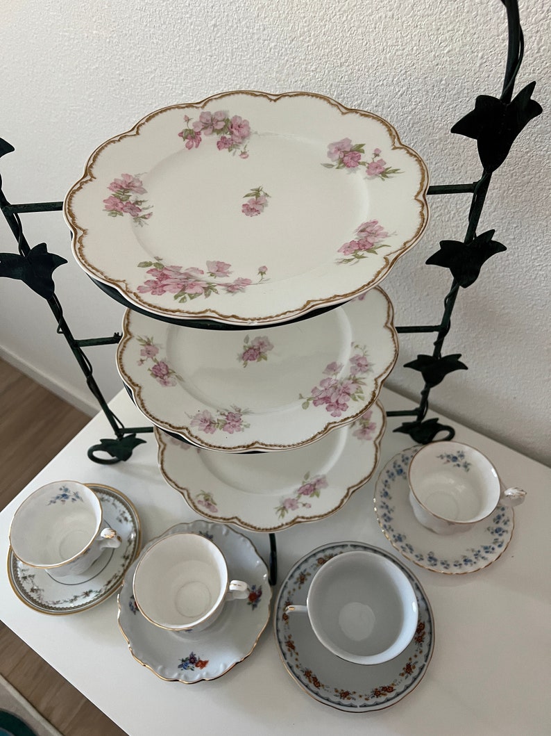 Vintage China Tea Set & Tiered Serving Set - Etsy