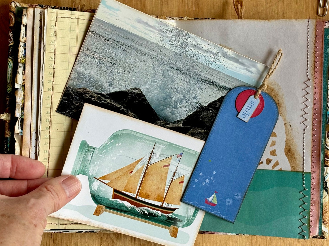 Handmade Sea Themed Journal With One Signature Full of Unique Pages ...