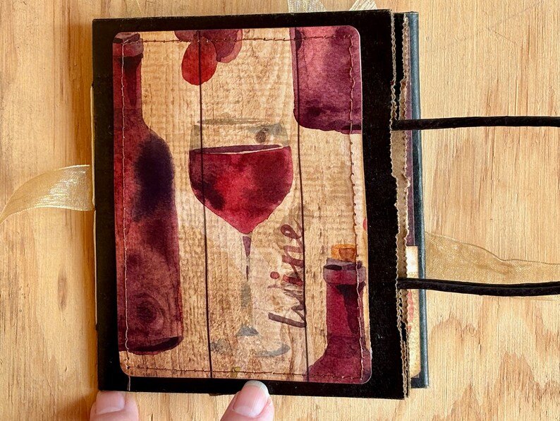Wine Bag Journal, Handmade, Mini Notes Section, Dyed Pages, Ribbon ...