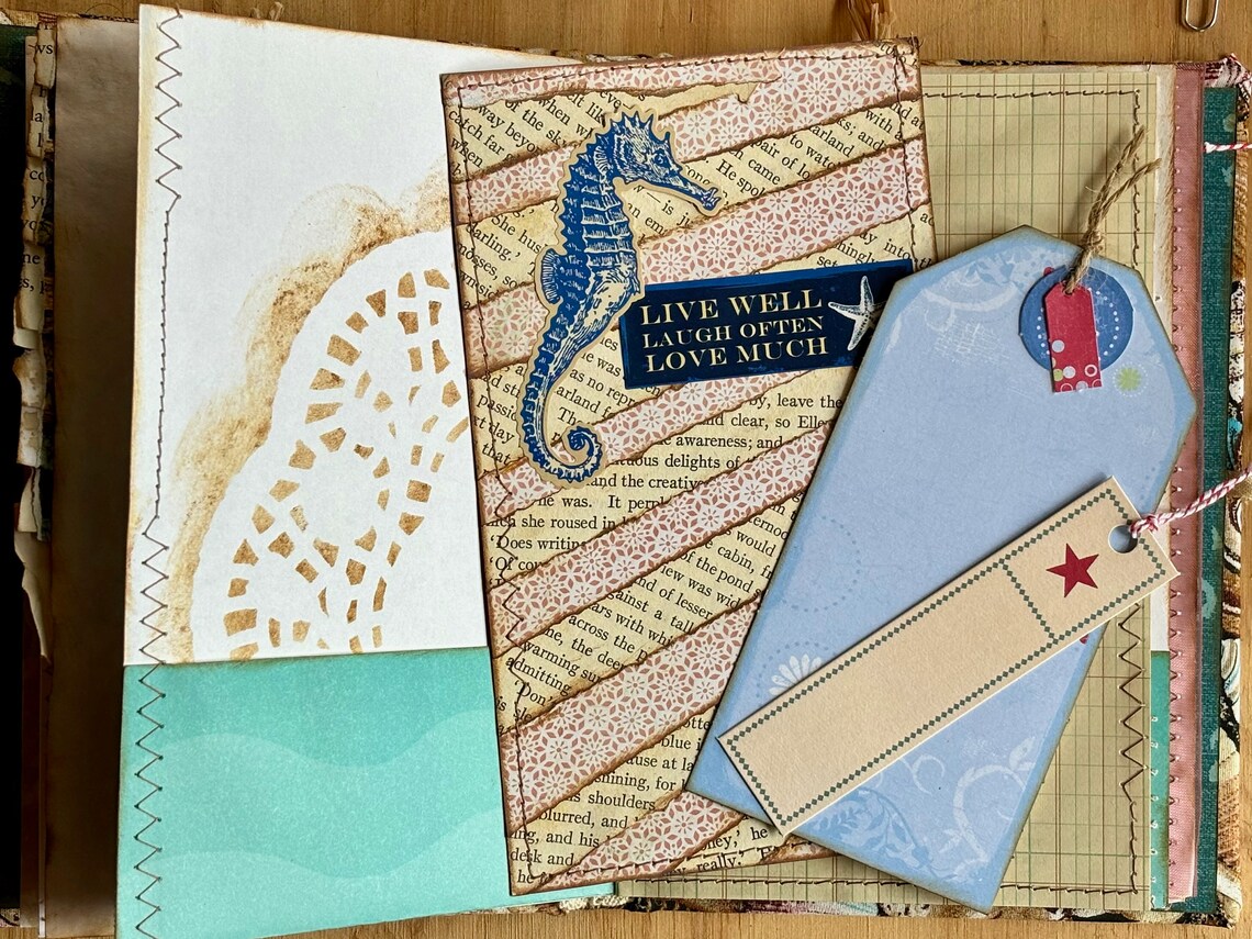 Handmade Sea Themed Journal With One Signature Full of Unique Pages ...