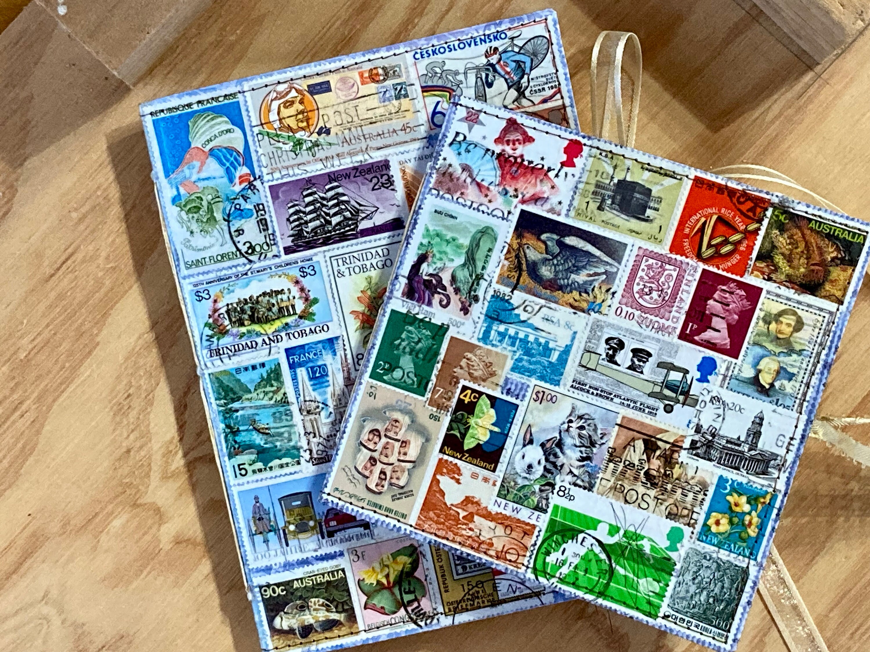 Postage Stamp Themed Handmade Journal Full of Envelopes, Postcards ...